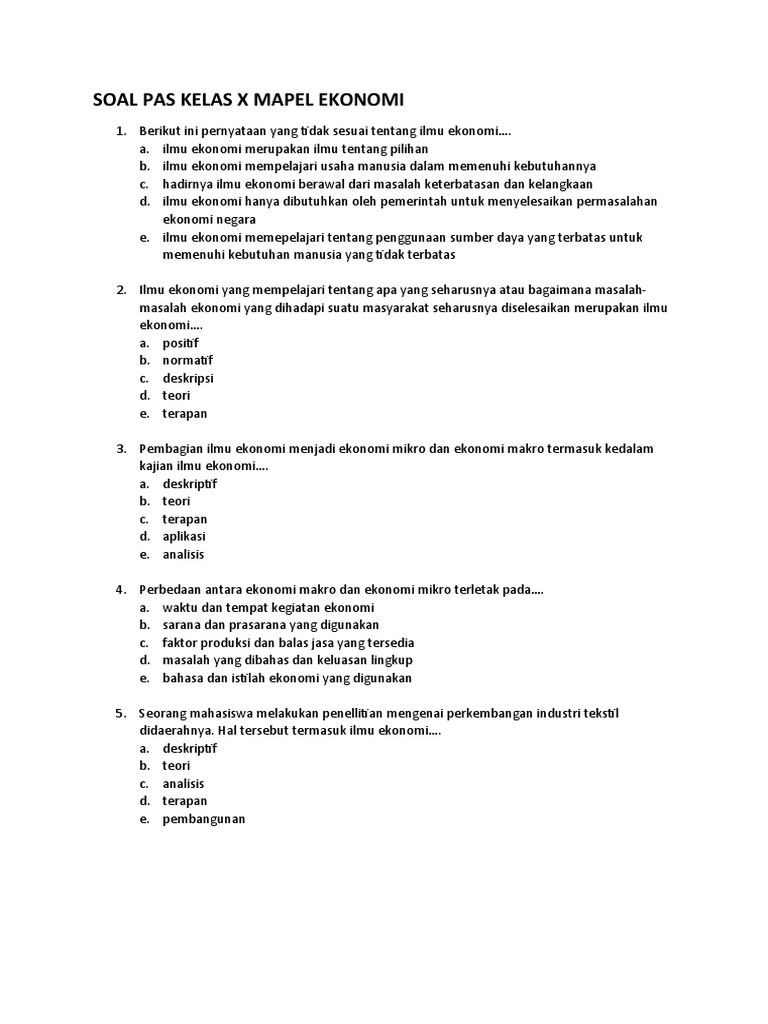 Soal PAS Kelas X 2022-2023 Revisi | PDF
