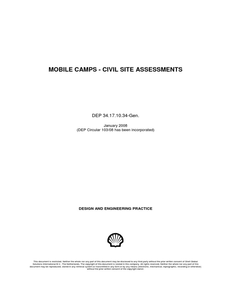 Mobile Camps - Civil Site Assessments: DEP 34.17.10.34-Gen | PDF | Risk ...