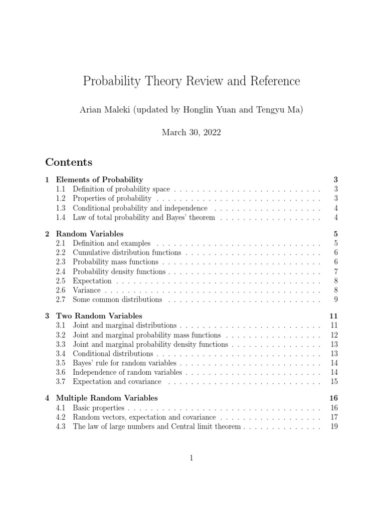 Cs229 Probability Review | PDF | Probability Distribution | Random Variable