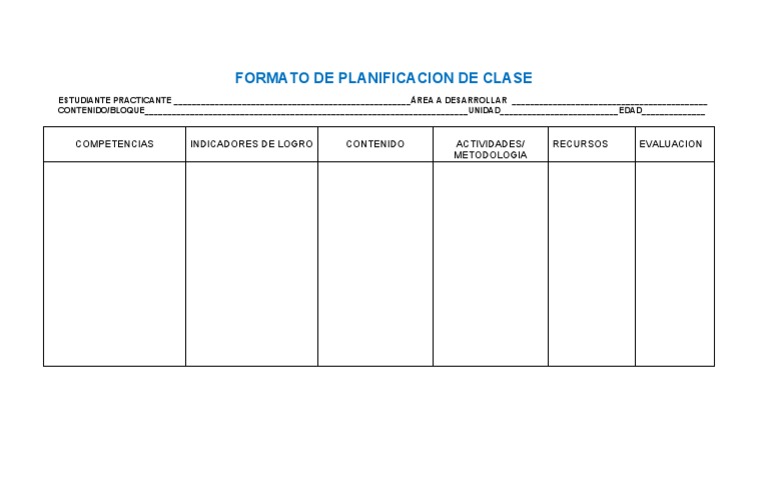 Formato Planificacion | PDF