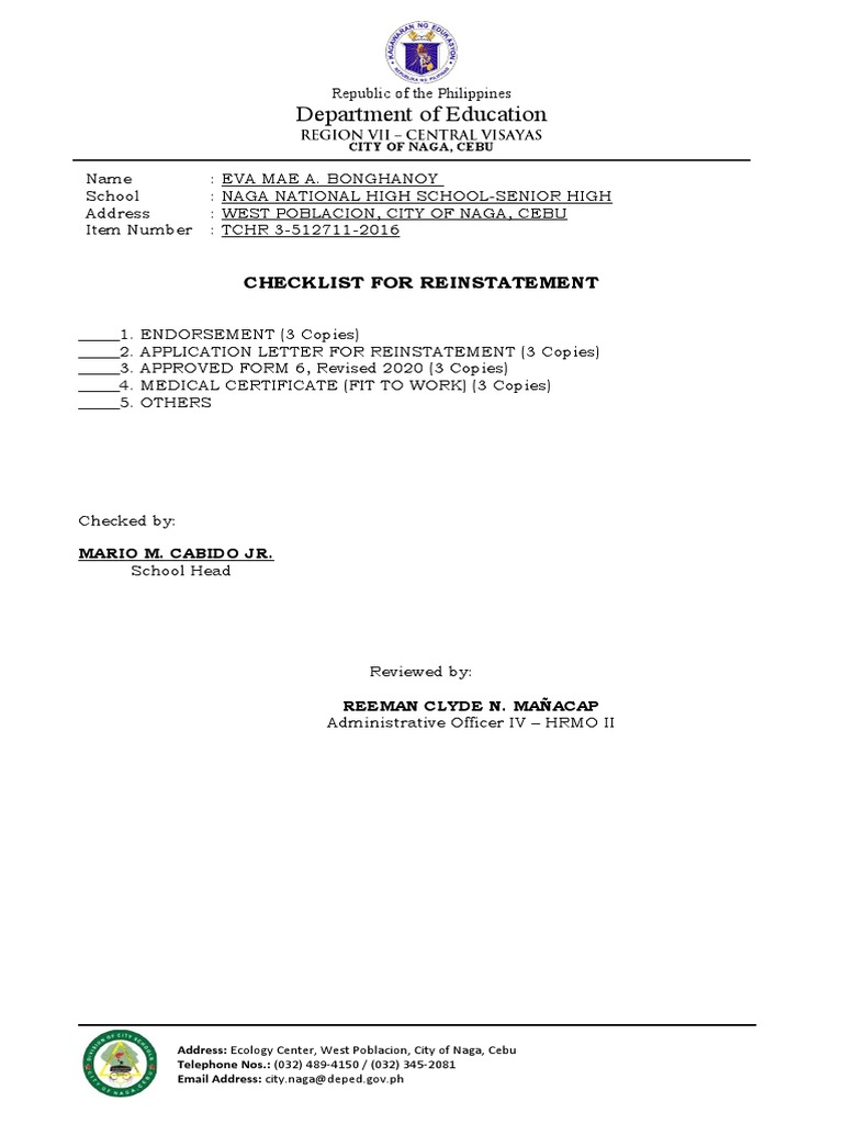 Checklist Maternity Personal or Sick Leave | PDF
