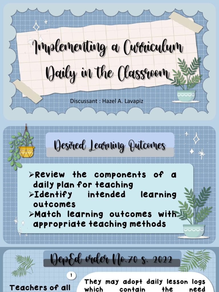 Implementing A Curriculum in A Daily Classroom | PDF | Learning ...