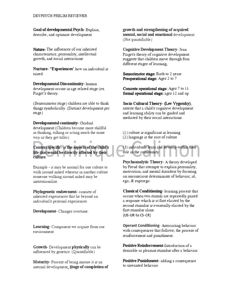 Developmental Psych | PDF | Cognitive Development | Developmental ...