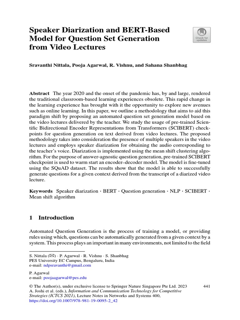 Speaker Diarization Research Paper | PDF | Cognitive Science | Computing