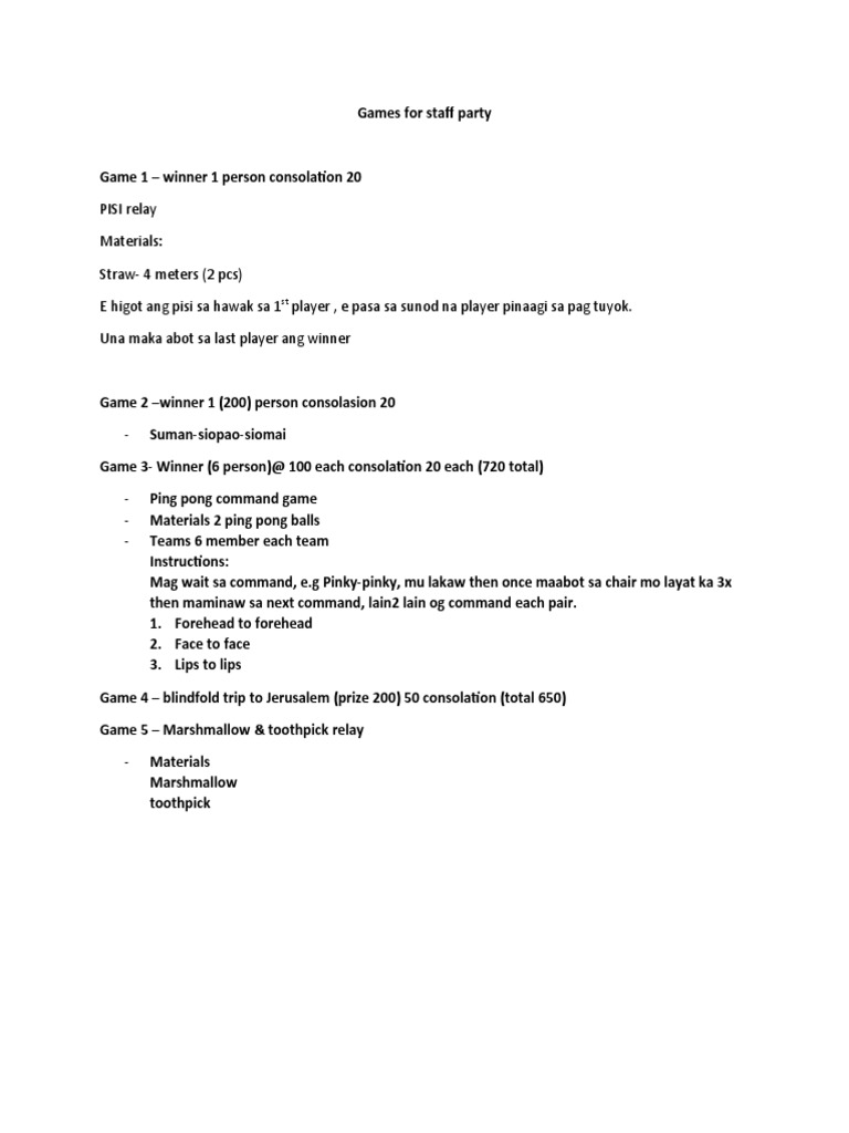 Team Building Games for Staff Party | PDF