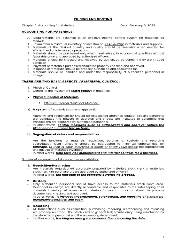 Chapter 2 Accounting For Materials | PDF