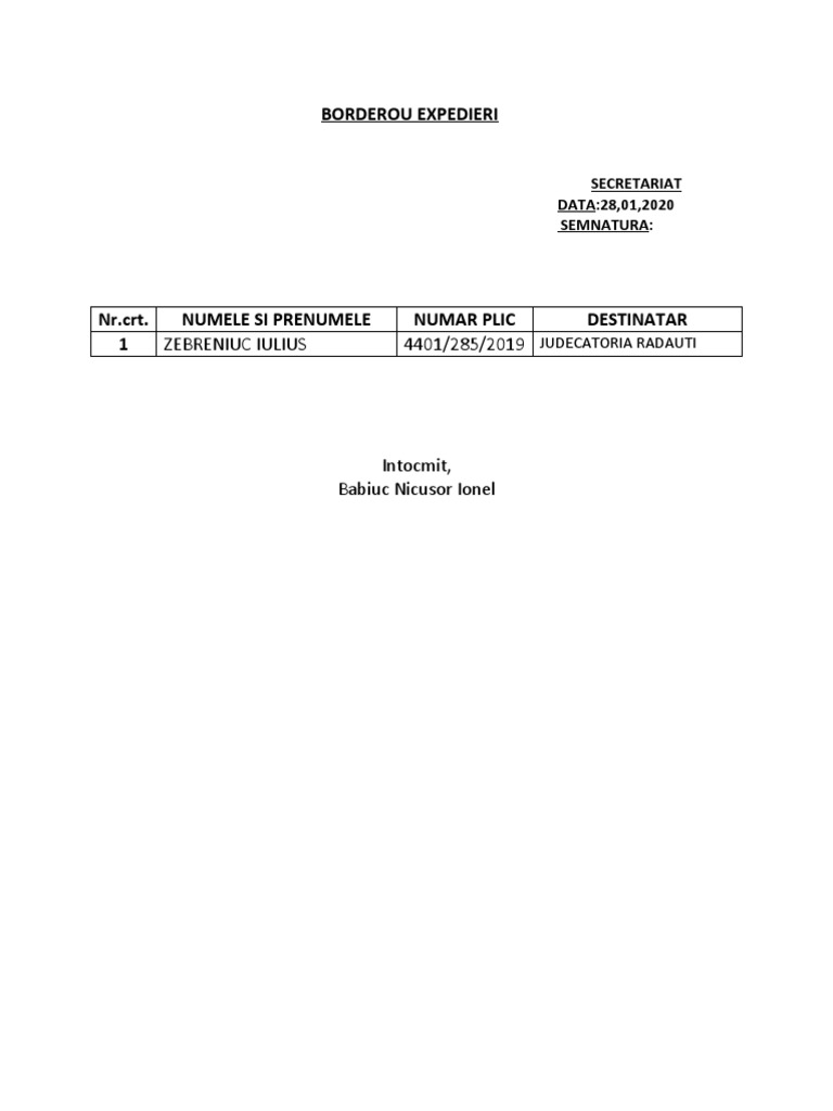 Borderou Expedieri Simple | PDF