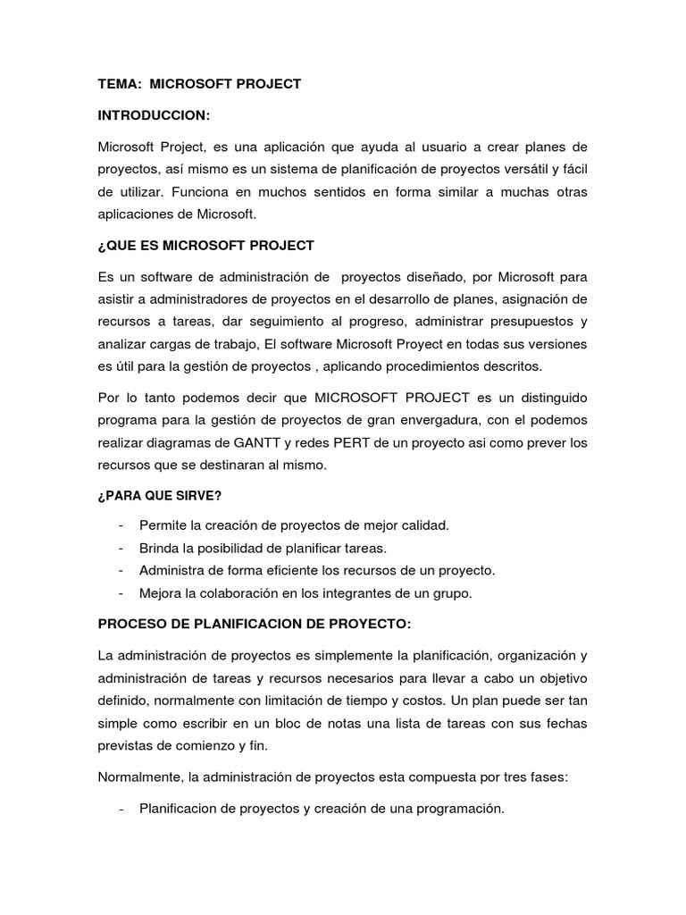 Ensayo - Microsoft Proyect | PDF