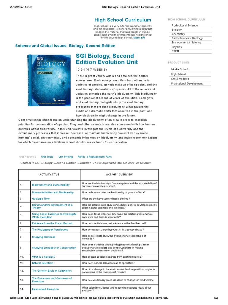 SGI Biology, Second Edition Evolution Unit | PDF | Conservation Biology ...