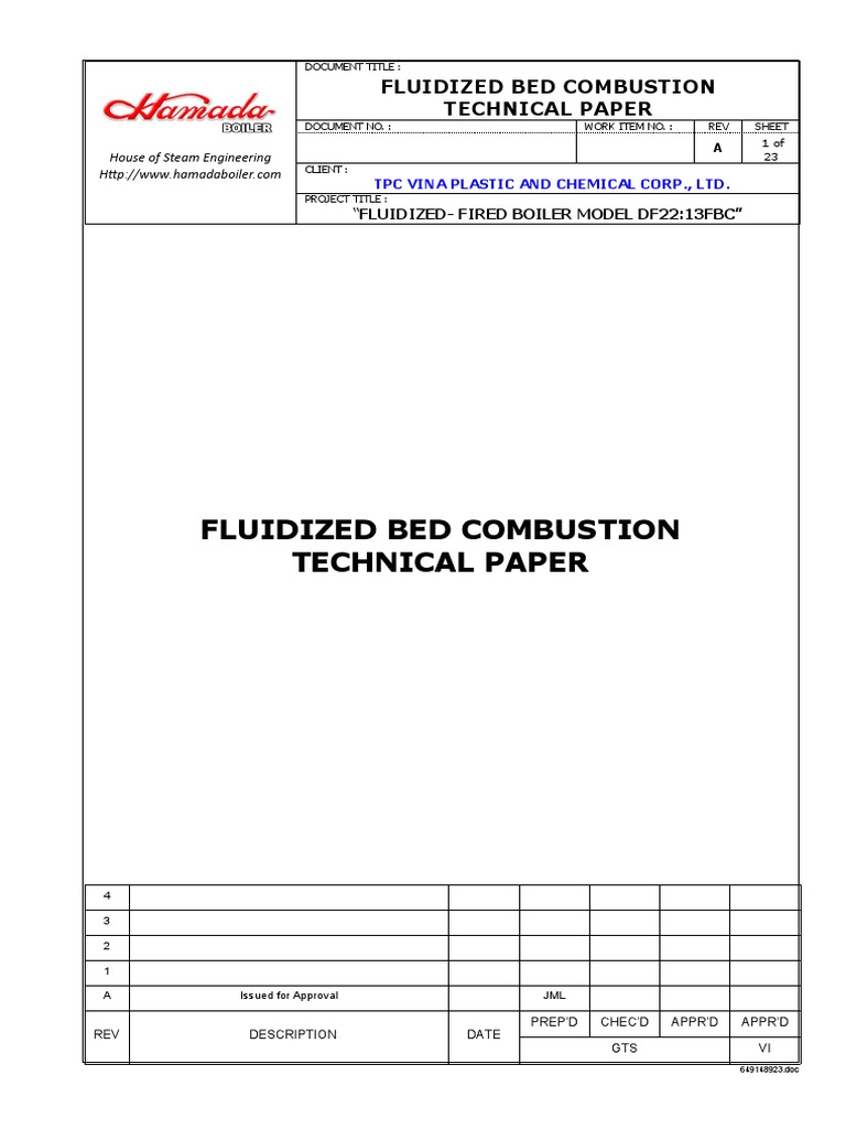 Fluidized Bed Combustion Technical Paper | PDF | Boiler | Fluidization