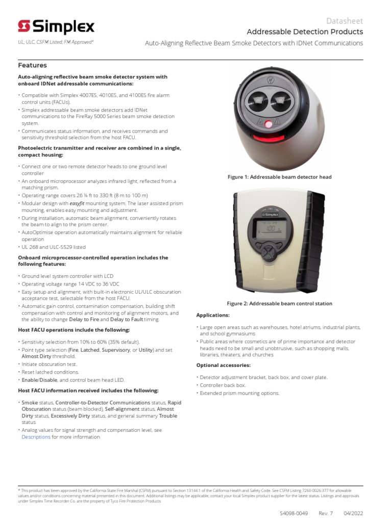 Features: Auto-Aligning Reflective Beam Smoke Detectors With Idnet ...