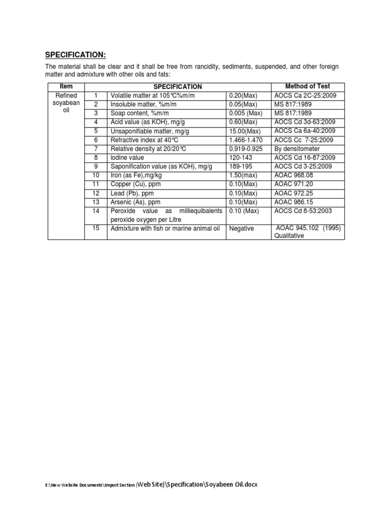 TCB Spacs For Soybean Oil | PDF