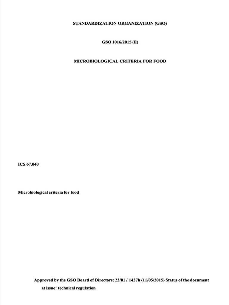 GSO 1016:2015 Microbiological Standards | PDF | Foods | Fruit Preserves