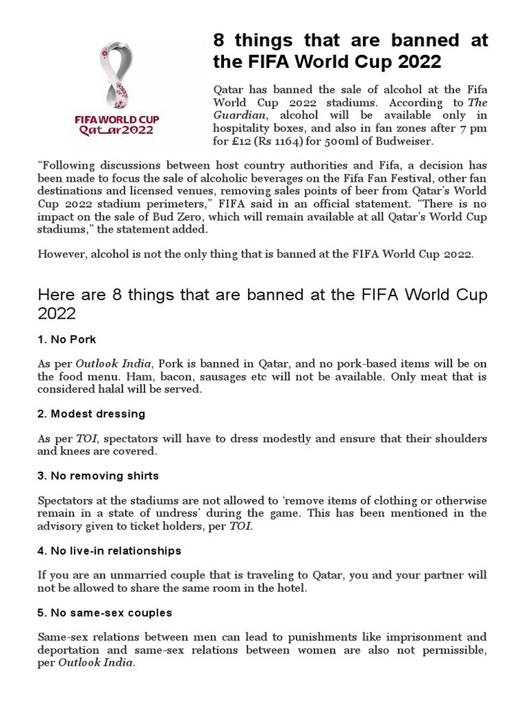 8 Things That Are Banned at The FIFA World Cup 2022 | PDF | Qatar ...