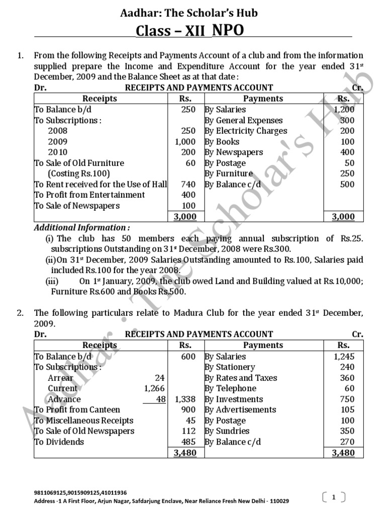 Accounting for Clubs: Preparing Income Statements and Balance Sheets ...