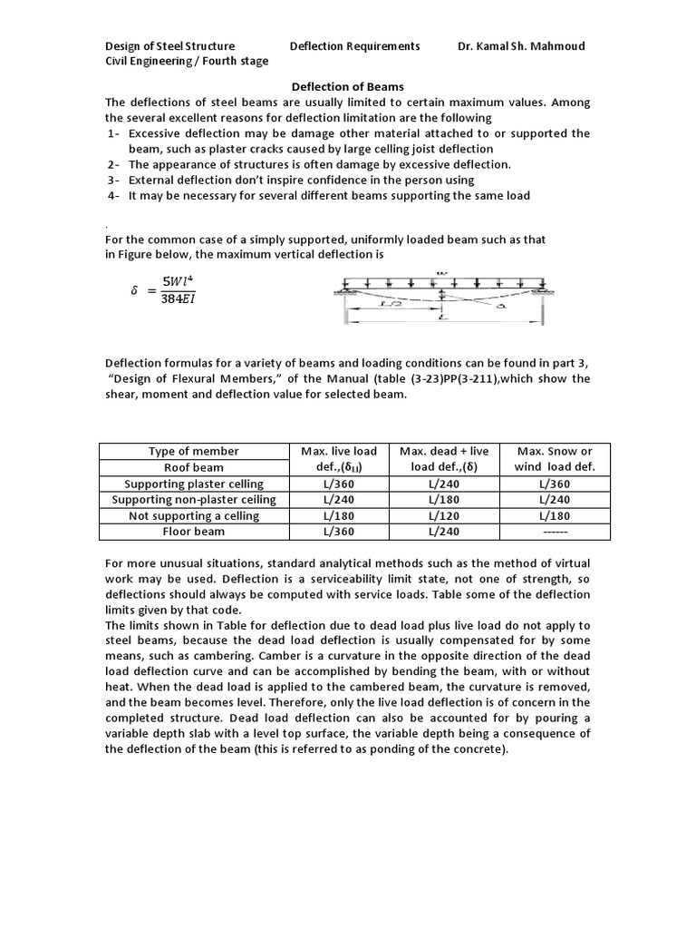 Deflection of Beam | PDF | Beam (Structure) | Bending