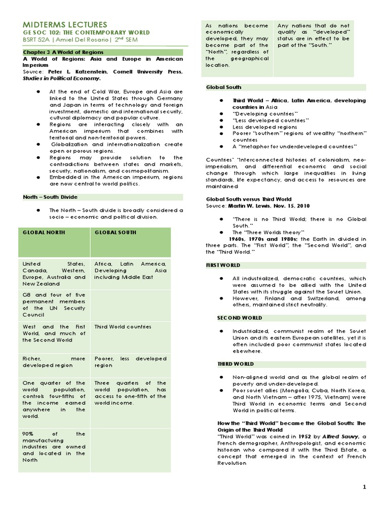 Ge Soc 102 Midterm | PDF | Third World | Globalization