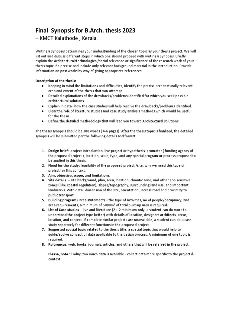 Final Synopsis 2023 - REPORT | PDF | Thesis | Methodology