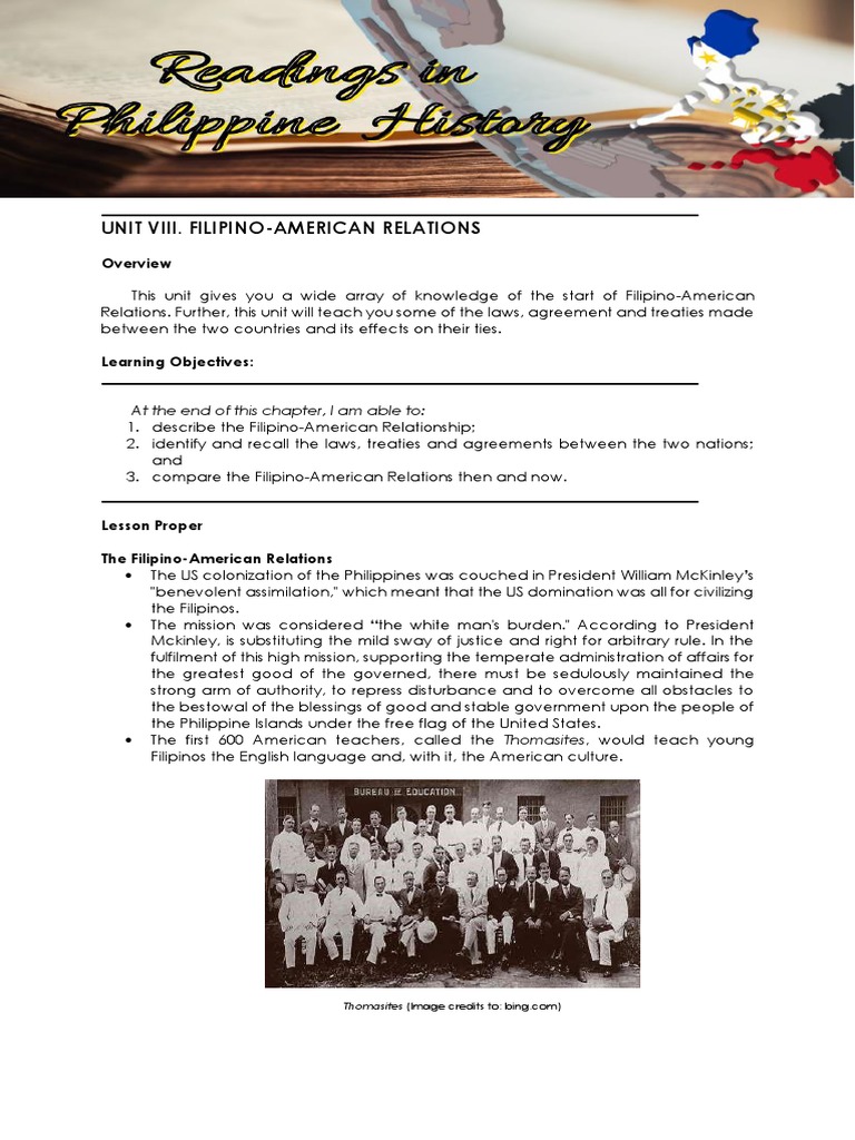 RPH Unit VIII | PDF | Philippines | Filipino Americans