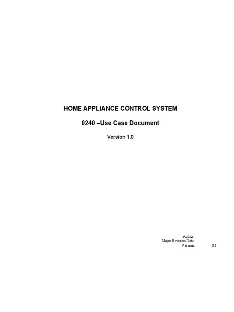 Case Study HOME APPLIANCE CONTROL SYSTEM | PDF | Use Case | Personal ...