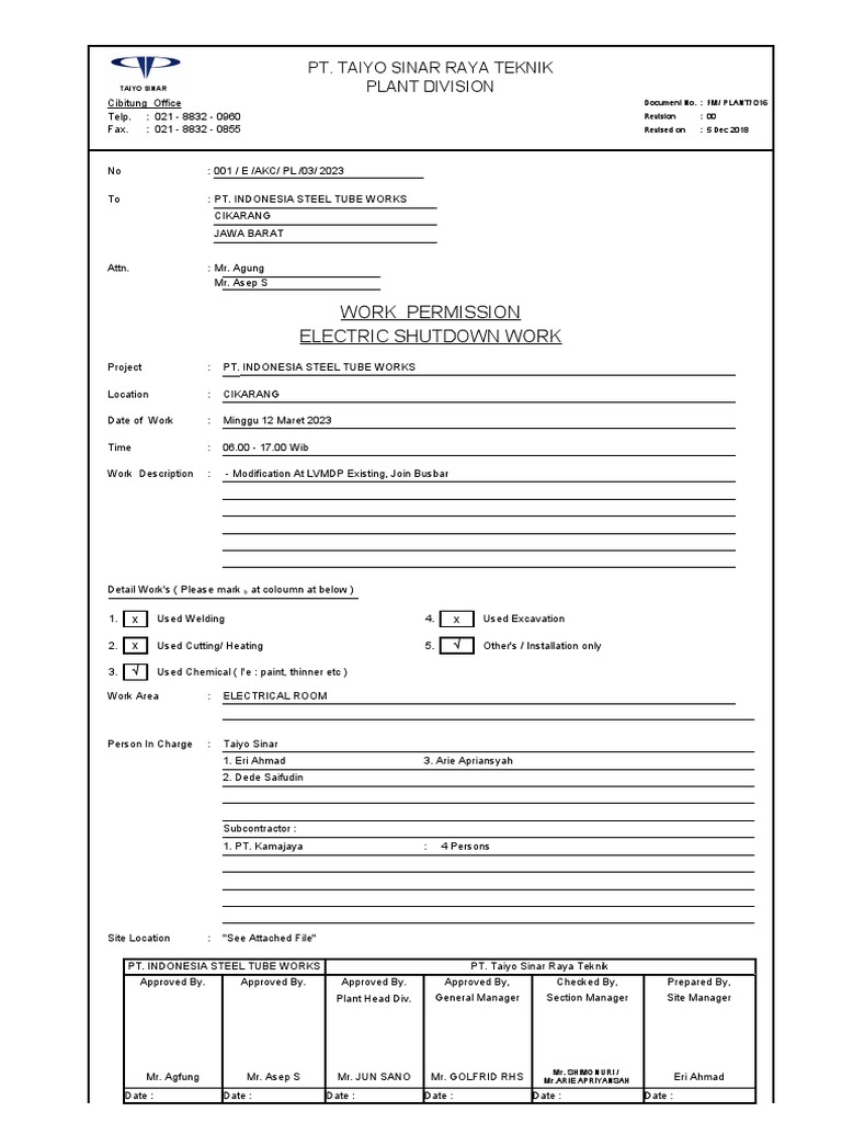 Form Shutdown Aqua KBC | PDF | Electromagnetism | Power Engineering