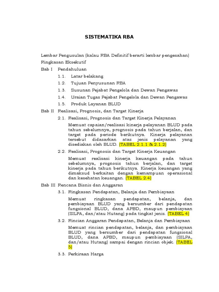 Sistematika Rba-1 | PDF | Pengelolaan Keuangan & Uang | Bisnis
