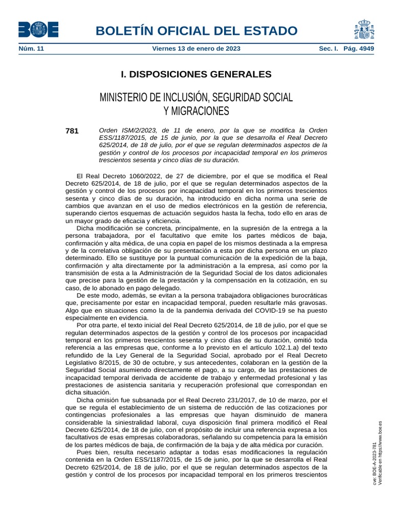Boe A 2023 781 | PDF | Privacidad de la información | Seguridad Social