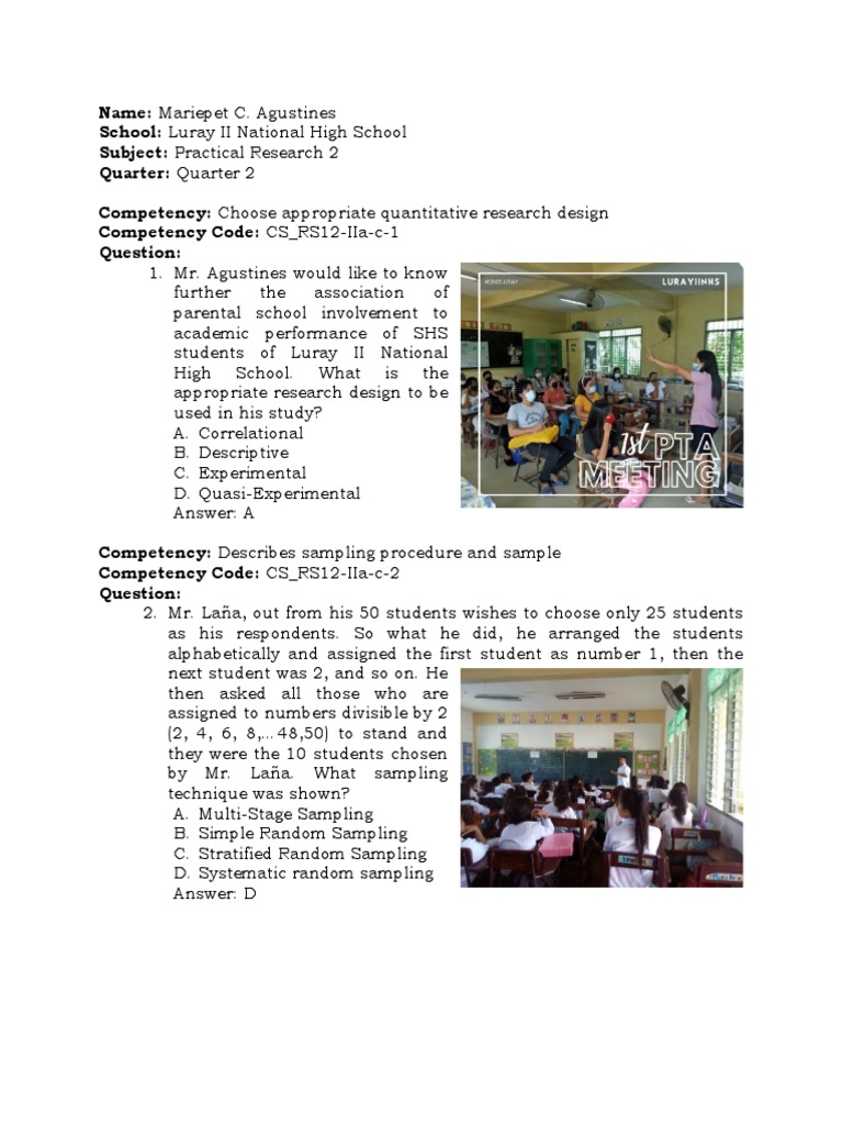 PR2 Second Quarter Questions | PDF | Statistics | Sampling (Statistics)