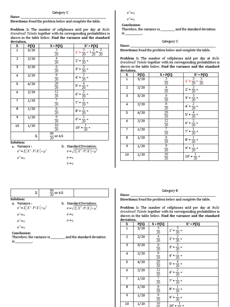 March1 - Activity in Stat | PDF | Variance | Standard Deviation