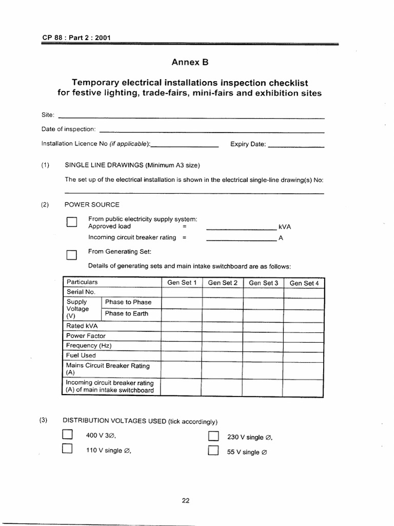 Checklist CP 88 Temporary Supply | PDF
