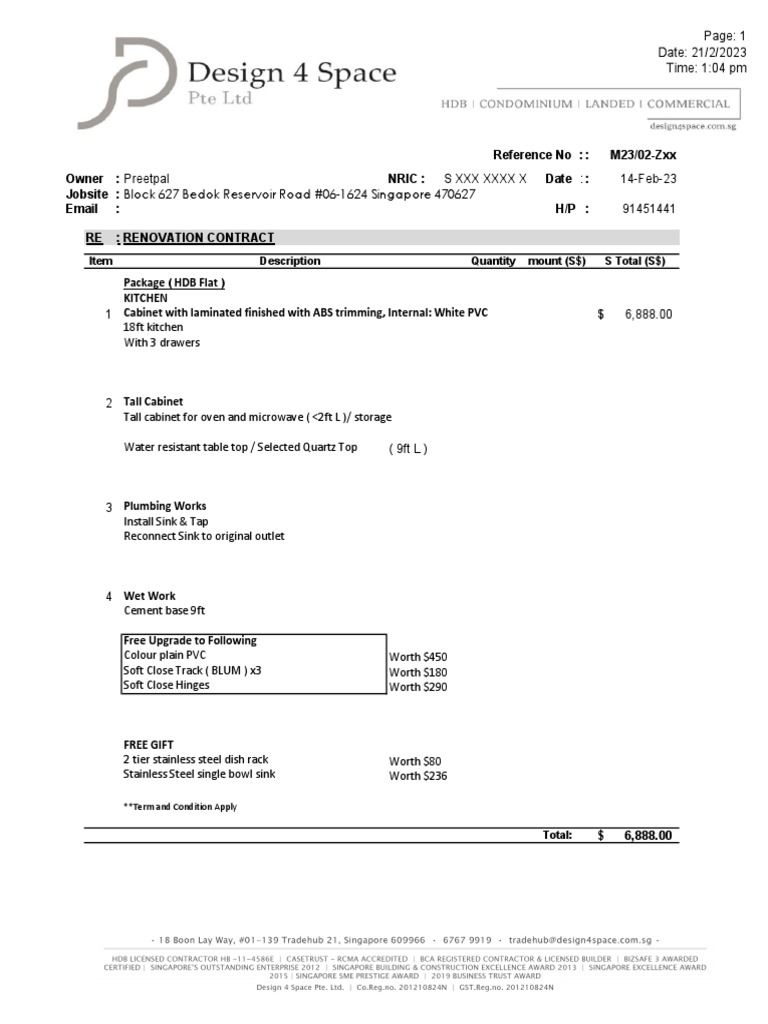 PDF Quotation VO - Z Preetpal 627 210223 1305 | PDF | Sink | Countertop