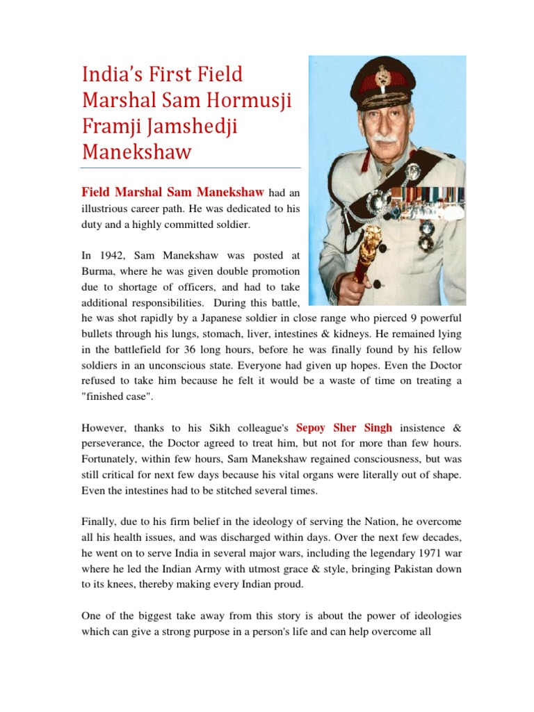 Sam Manekshaw Speech | PDF