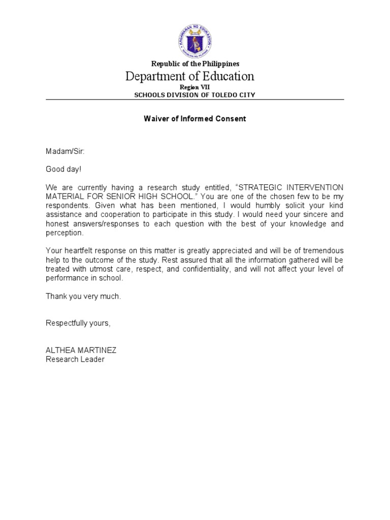 Waiver of Informed Consent for Research | PDF
