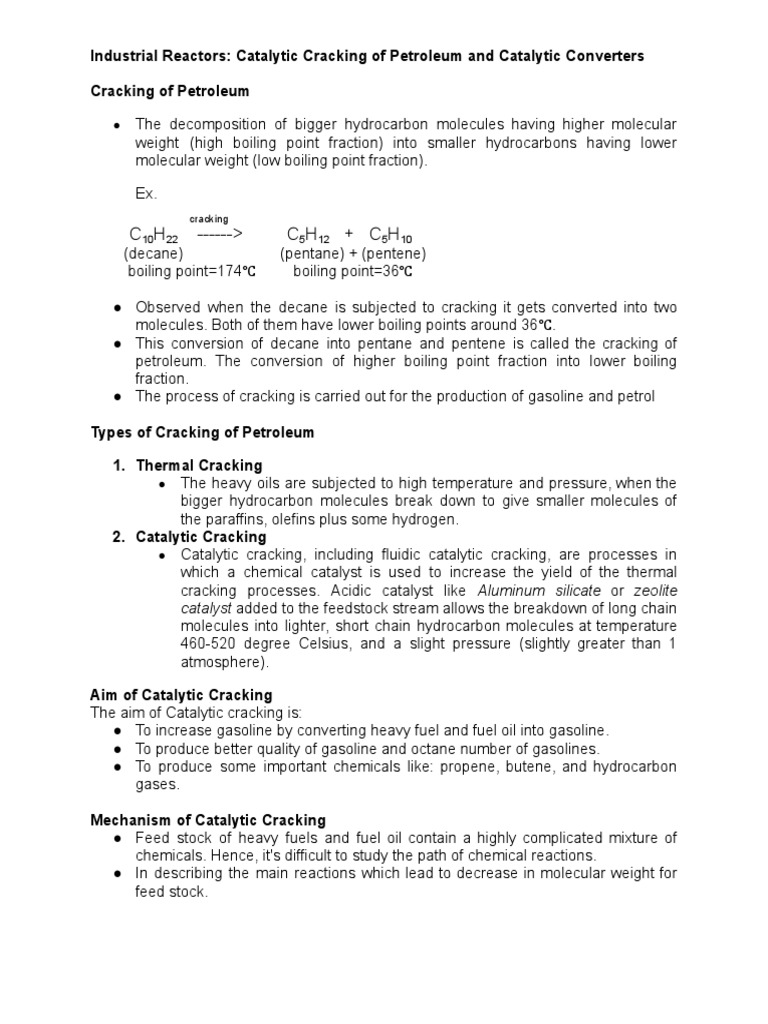 Industrial Reactors Pdf Cracking Chemistry Chemical Reactor
