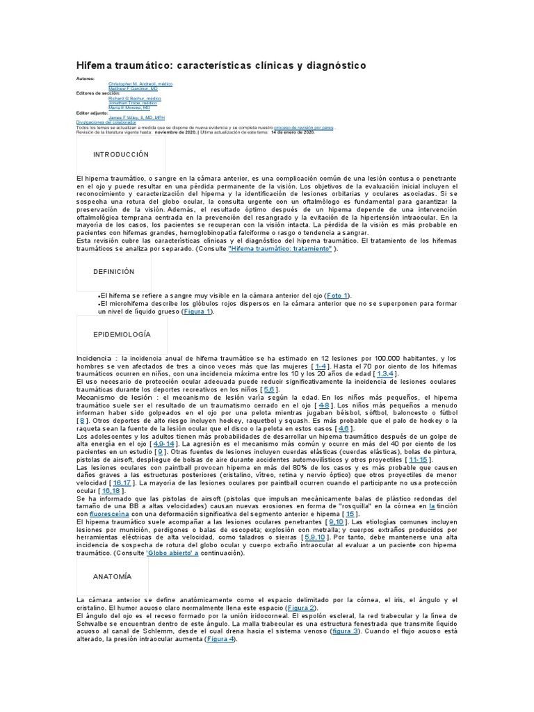 Hifema Traumático: Diagnóstico Clínico | PDF | Ojo humano | Glaucoma