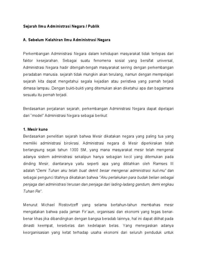 Sejarah Ilmu Administrasi Negara | PDF | Politik | Ilmu Sosial
