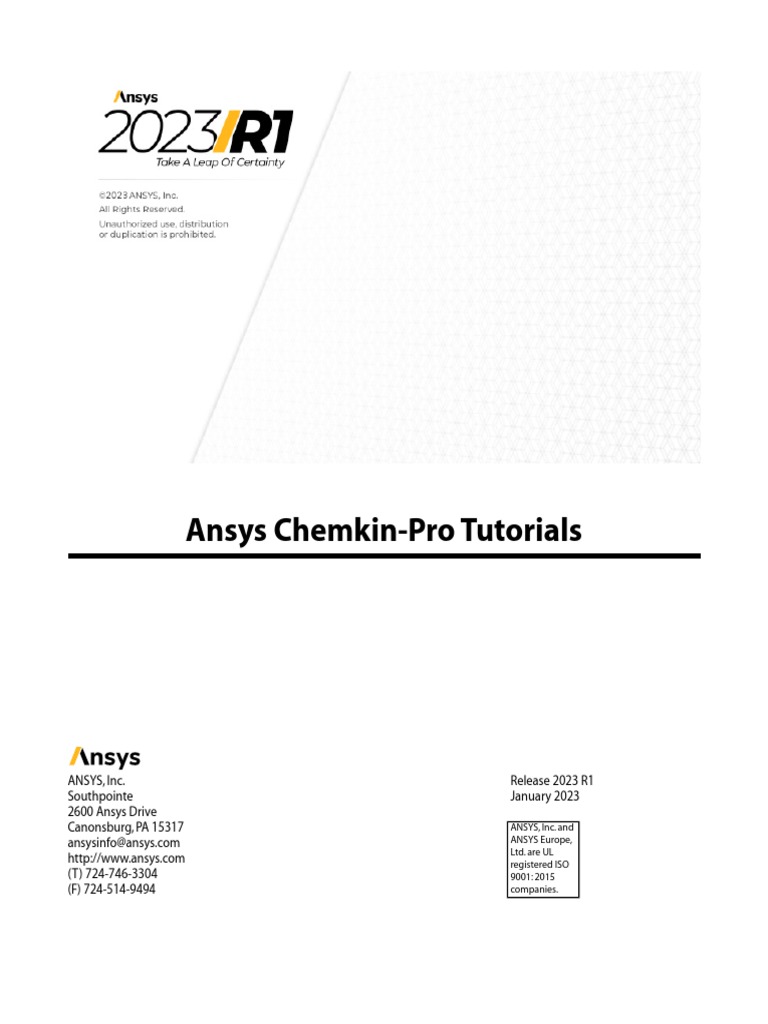 Ansys Chemkin-Pro Tutorials 2023 R1 | PDF | Combustion | Chemical Reactor