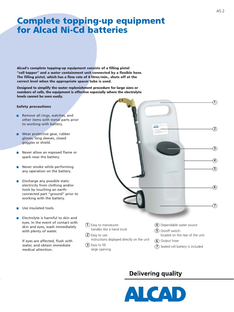 ALCAD Topping-Up en | PDF | Battery Charger | Water