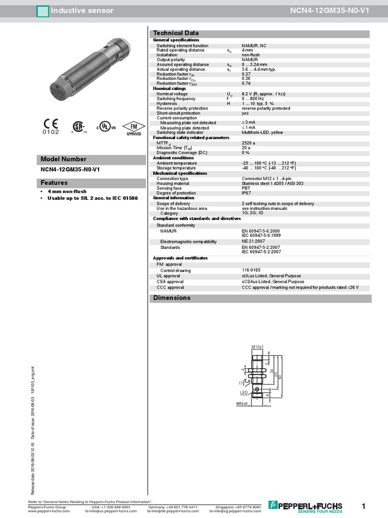 NCN4 12GM35 N0 V1 - Datasheet | PDF | Electrical Engineering | Electricity