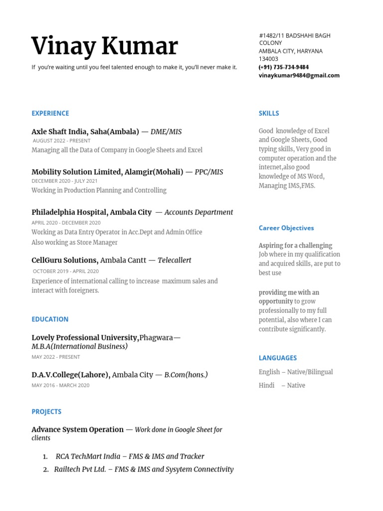 Vinu Resume | PDF | Computing