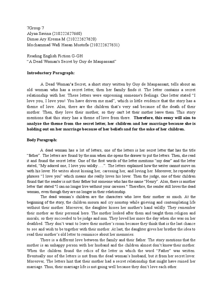 Group 7_A Dead Woman's Secret-1 | PDF