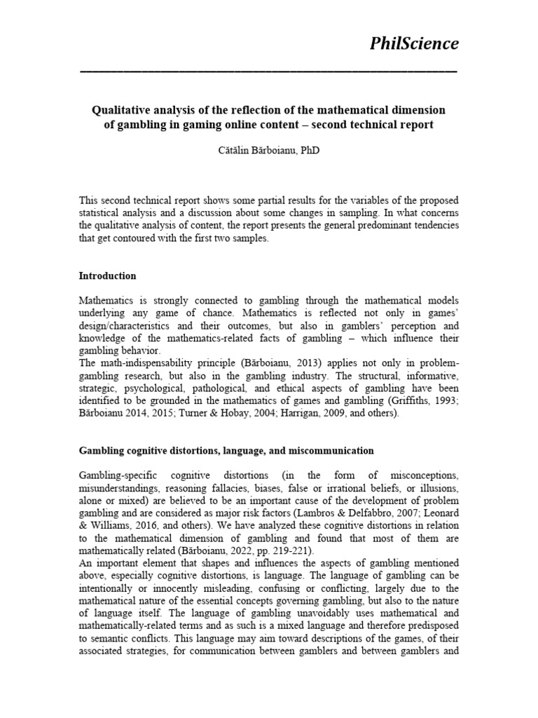 Qualitative analysis of the reflection of the mathematical dimension of gambling in gaming ...