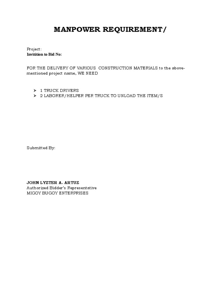 ManPower Requirements | PDF