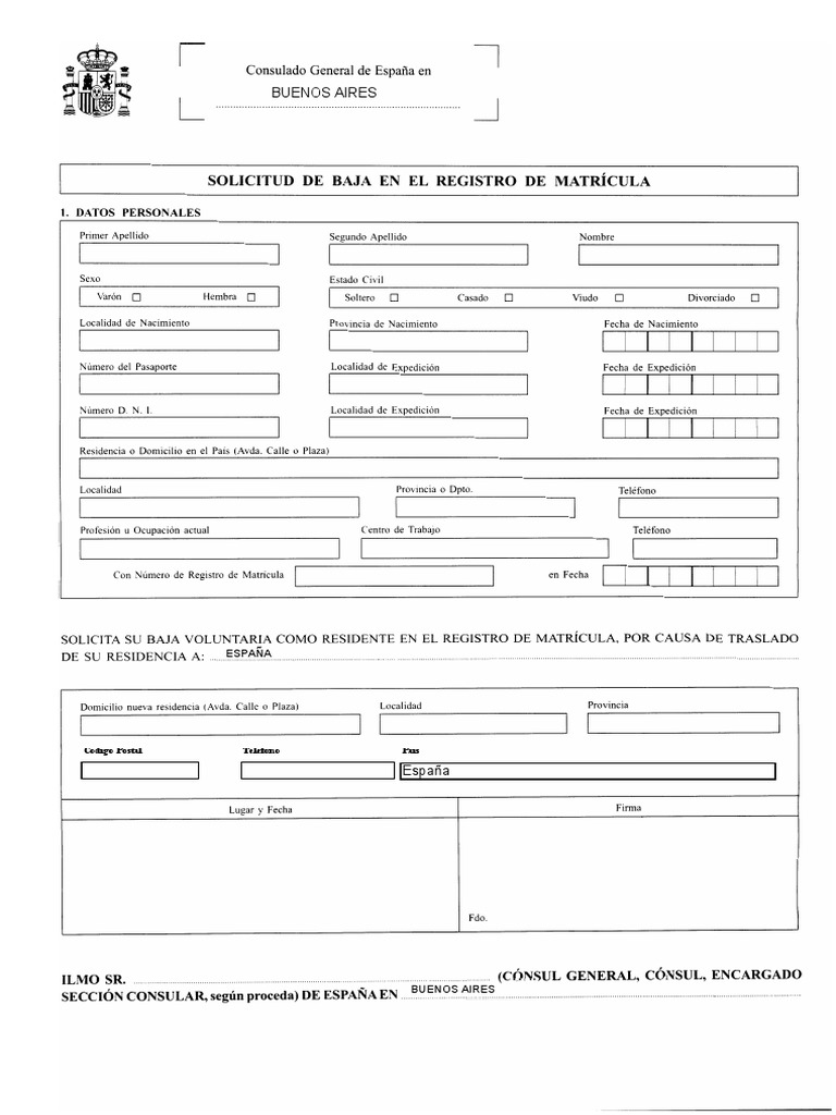 Solicitud de Baja Consular | PDF