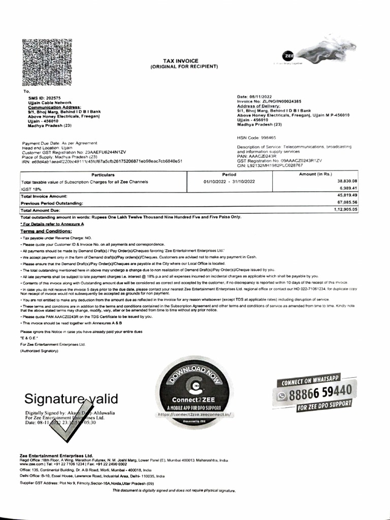 Zee Invoice | PDF | Invoice | Payments