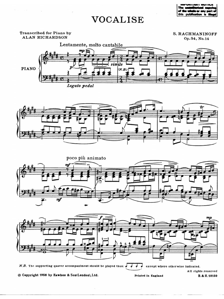 Rachmaninoff Richardson Vocalise | PDF