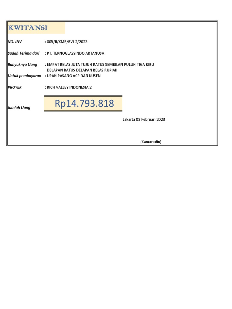 Kwitansi David Progres Ke 5 | PDF