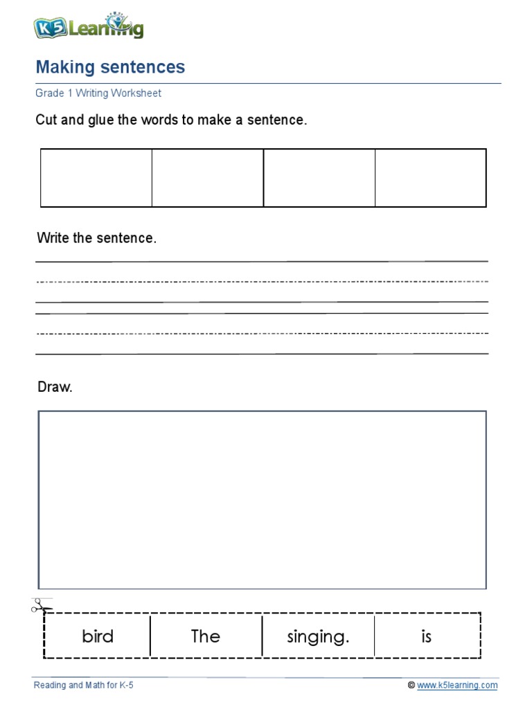 Grade 1 Sentence Making Worksheet | PDF