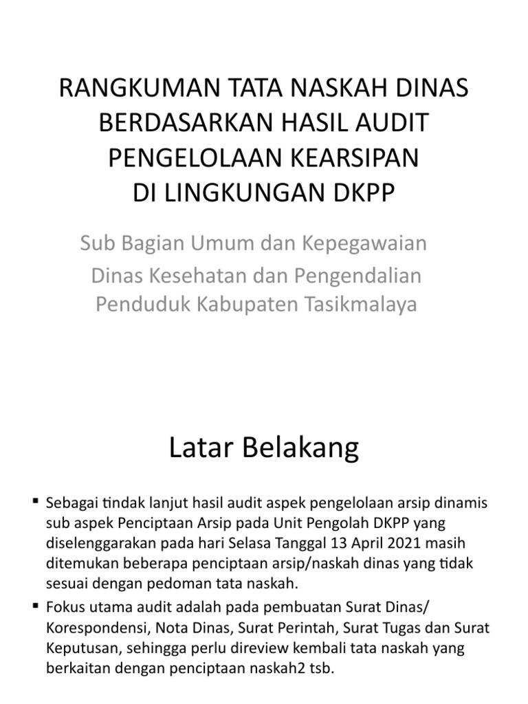 Rangkuman Tata Naskah Dinas Di Lingkungan DKPP | PDF | Sains & Matematika | Teknologi & Rekayasa