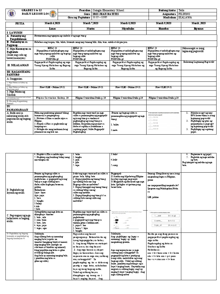 DLL-FILIPINO-Q3-W4 | PDF